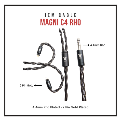 Verus Audio Magni C4 IEM Cable - 0.78mm 2-Pin OFC Copper 4-Braid - Cus