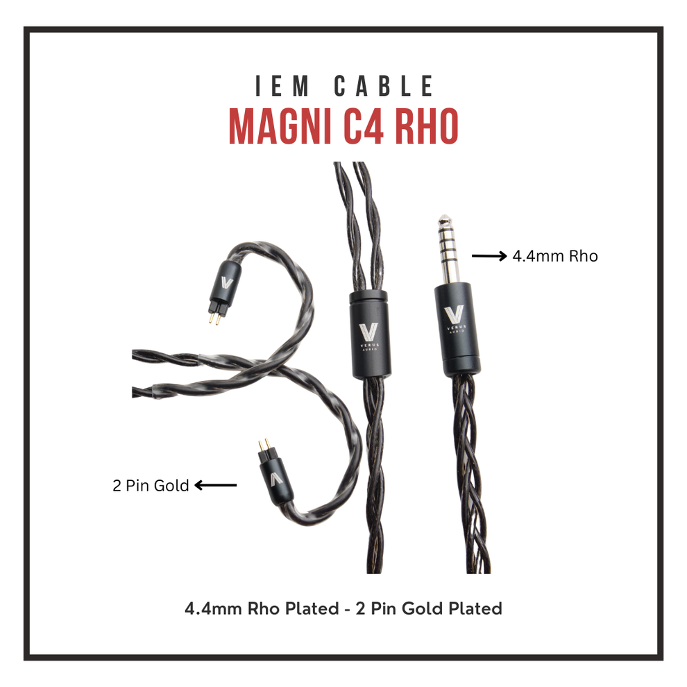 Verus Audio Magni C4 IEM Cable - 0.78mm 2-Pin OFC Copper 4-Braid - Cus